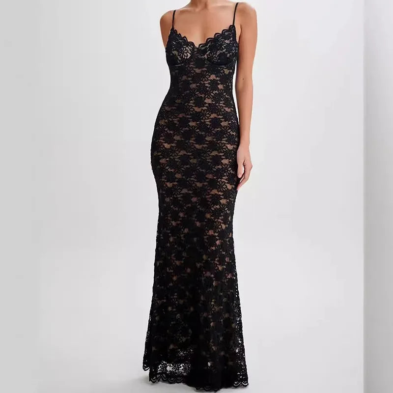 Selene – Black Lace Midi Dress – Ella & James Gold Coast